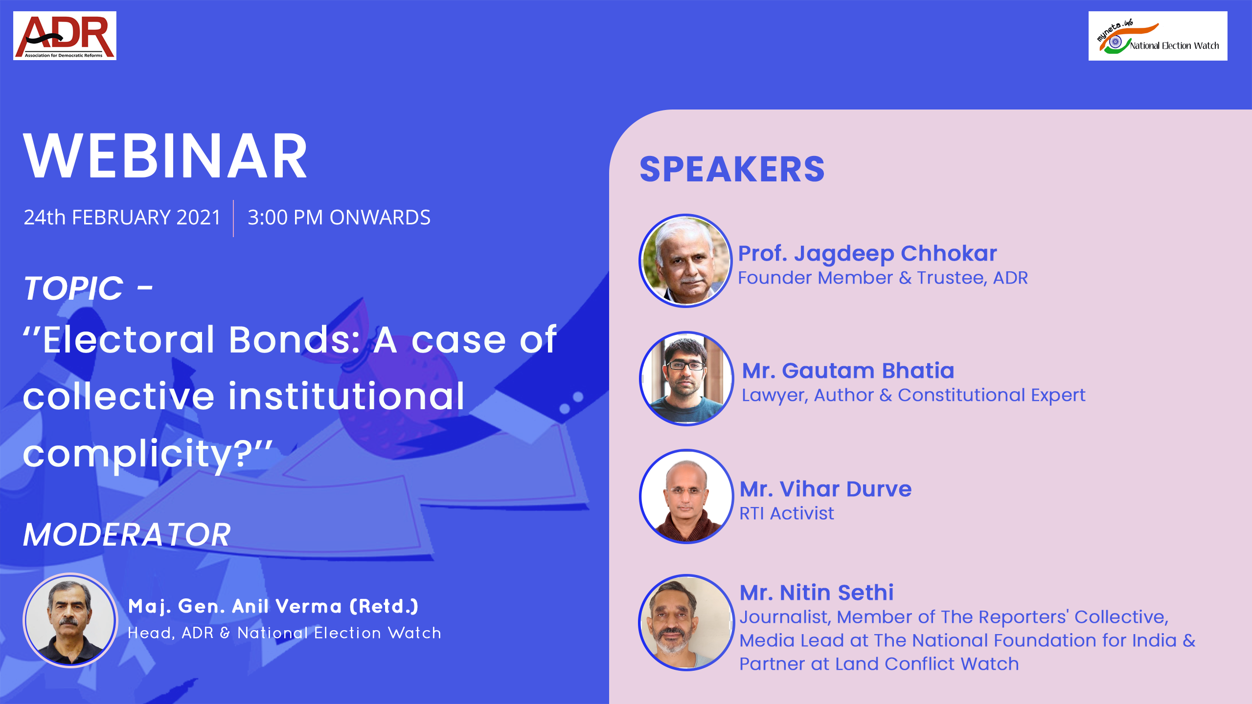 ADR's Webinar on Electoral Bonds | Association for Democratic Reforms